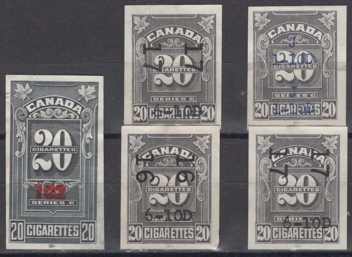 CANADA SMALL LOT OF (5) OLD CIGARETTE REVENUES USED | The Stamp Nut